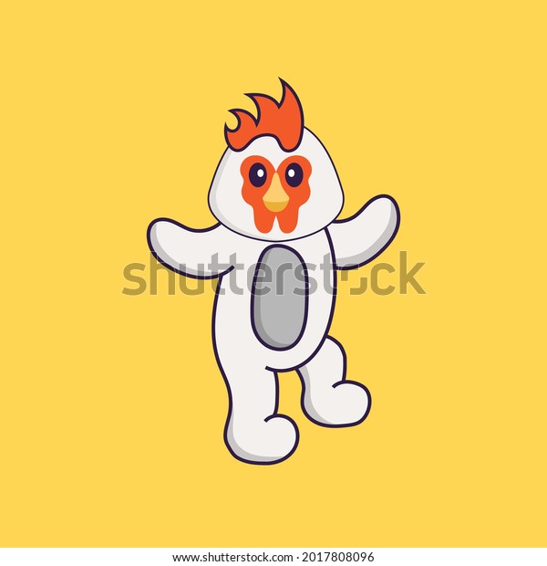 Cute Chicken Dancing Animal Cartoon Concept Stock Vector (Royalty Free ...