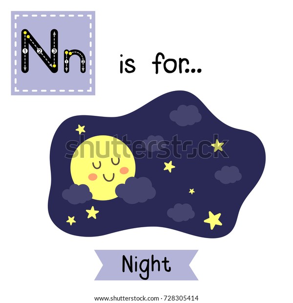 Cute Children Abc Alphabet N Letter Stock Vector (Royalty Free ...