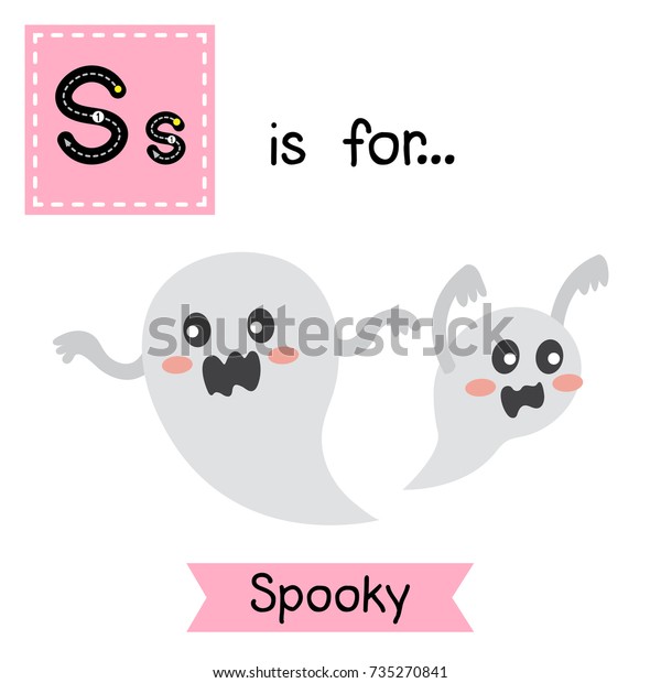 Cute children ABC alphabet S letter tracing flashcard of Spooky ghost ...