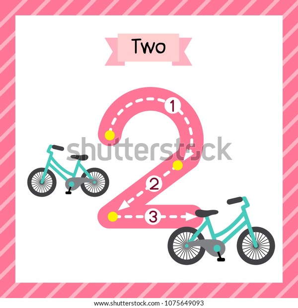 Cute Children Flashcard Number Two Tracing Stock Vector (Royalty Free ...