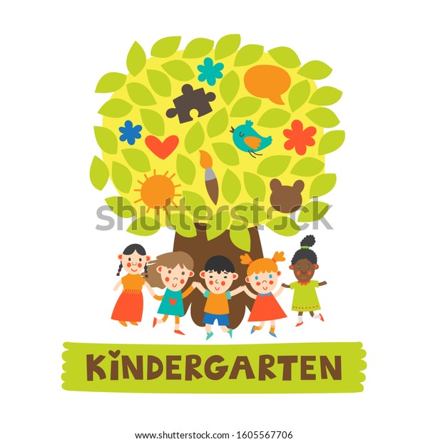 Cute Children Kindergarten Vector Illustration: vetor stock (livre de ...