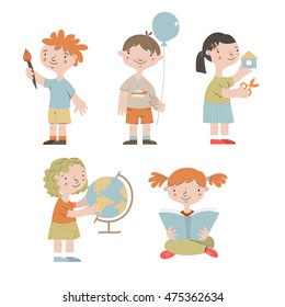 Ilustrasi Stok Cute Children Kindergarten Workshop Children Cartoon ...