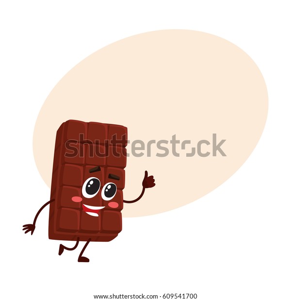 Cute Chocolate Bar Character Funny Face Stock Vector (Royalty Free ...