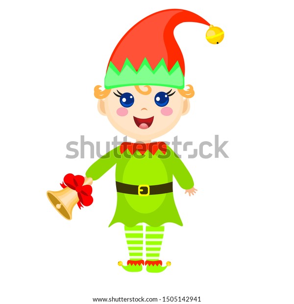 Cute Christmas Elf Bell Stock Vector (Royalty Free) 1505142941 ...