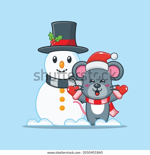 Cute Christmas Mouse Cartoon Vector Illustration Stock Vector (Royalty ...