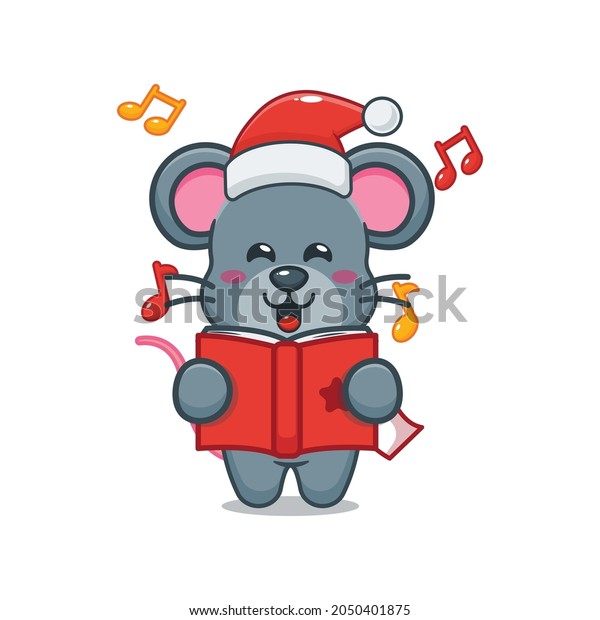 Cute Christmas Mouse Cartoon Vector Illustration Stock Vector (Royalty ...