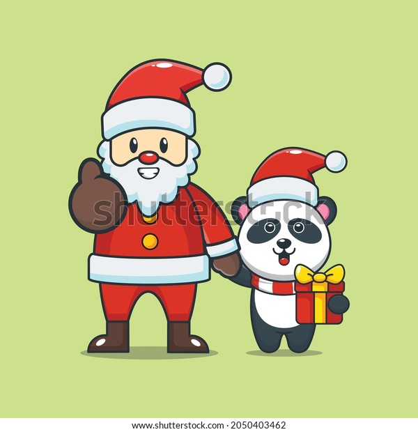 Cute Christmas Panda Cartoon Vector Illustration Stock Vector (Royalty ...