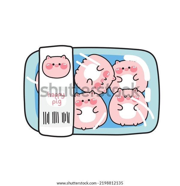 Cute Chubby Pig Cartoon Plastic Packshopping Stock Vector (Royalty Free ...