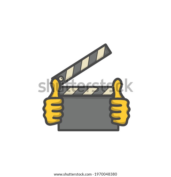 Cute Clapperboard Character Flat Cartoon Vector Stock Vector (Royalty ...