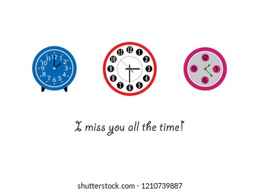 Cute Clock Card Vector Miss You Stock Vector (Royalty Free) 1210739887 ...