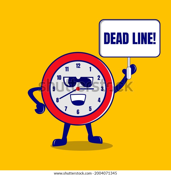Cute Clock Cartoon Deadline Characters Vector Stock Vector (Royalty ...