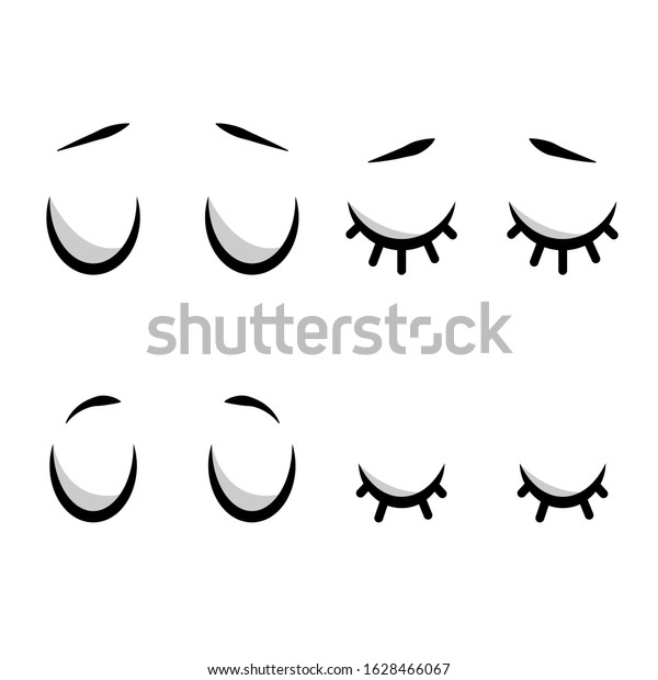 Cute Close Eyes Vector Cartoon Set Stock Vector (Royalty Free ...