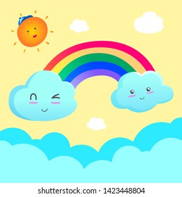Cute Rainbow Clouds Smile Face Clear Stock Vector (Royalty Free ...