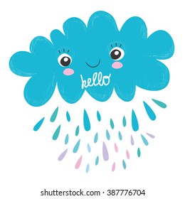 Cute Cloud Says Hello Vector Illustration Stock Vector (Royalty Free ...