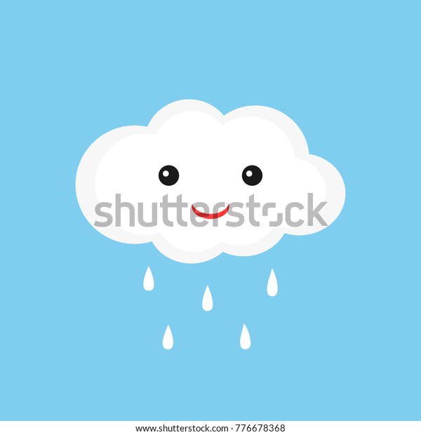 Cute Cloud Smiley Face Raindrops Vector Stock Vector (Royalty Free ...