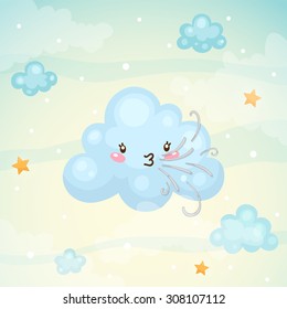 Cute Cloud Wind Childrens Illustration Vector Stock Vector (Royalty ...