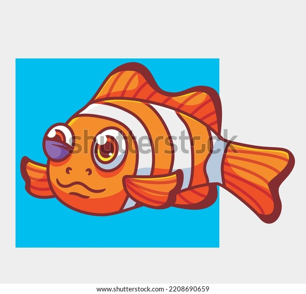 Cute Clown Fish Sick Isolated Cartoon Stock Vector (Royalty Free ...