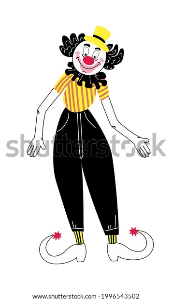 Cute Clown Yellow Red Black White Stock Vector (Royalty Free ...