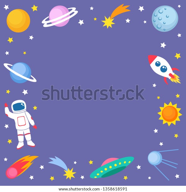 Cute Colorful Background Template Space Mars Stock Vector (Royalty Free ...