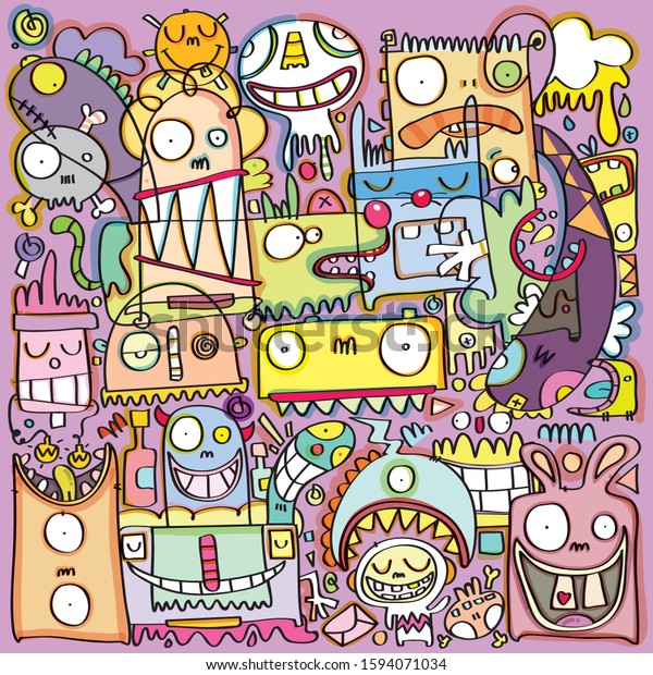 Cute Colorful Characters Harmony Stock Vector (Royalty Free) 1594071034 ...