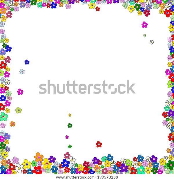 Cute Colorful Flower Frame Vector Stock Vector (Royalty Free) 199570238