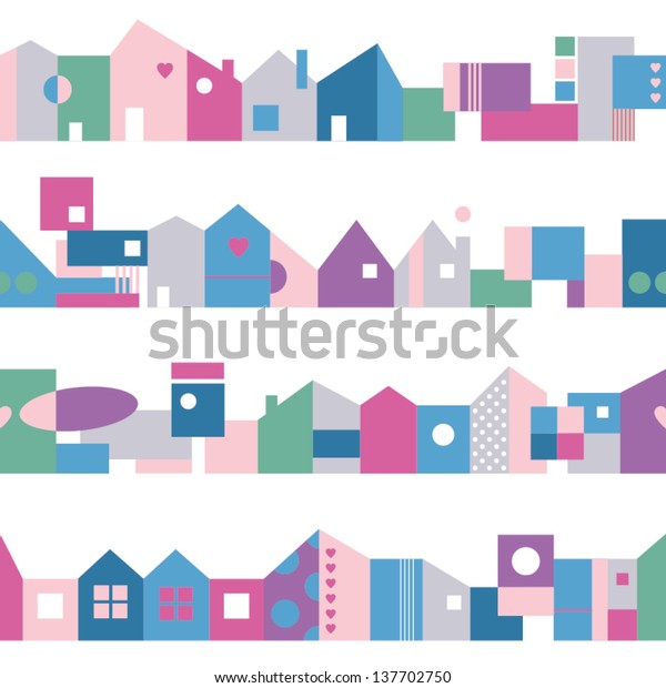 Cute Colorful Houses Pattern Stock Vector (Royalty Free) 137702750 ...