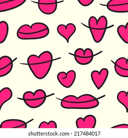 Cute Colorful Lips Seamless Pattern Simple Stock Vector (Royalty Free ...