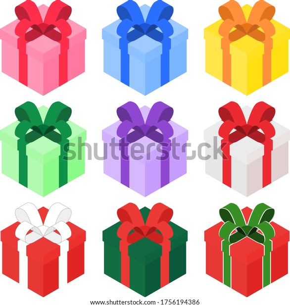 Cute Colorful Present Box Set Isometric Stock Vector (Royalty Free ...