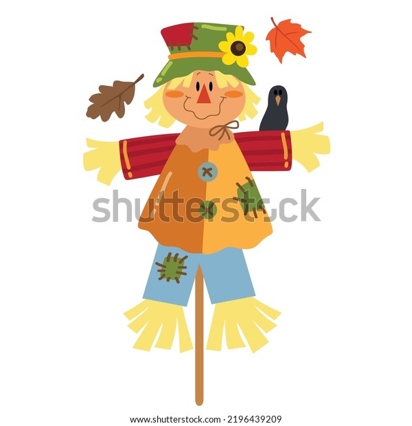 Cute Colorful Scarecrow Vector Cartoon Illustration Stock Vector ...
