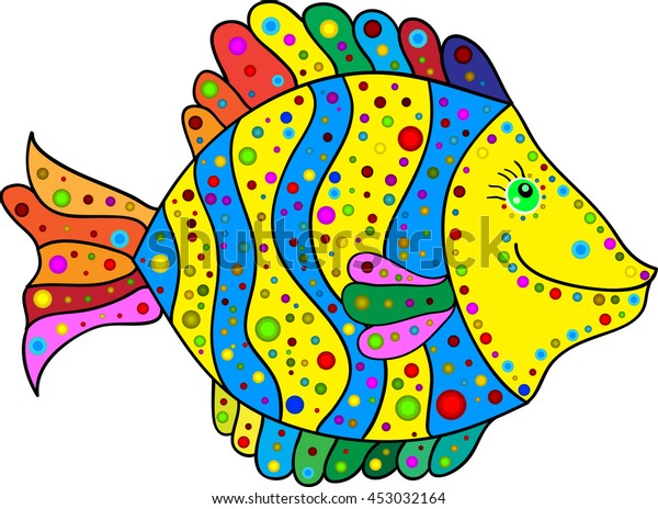 Cute Colorful Stripes Fish Cartoon Vector Stock Vector (Royalty Free ...