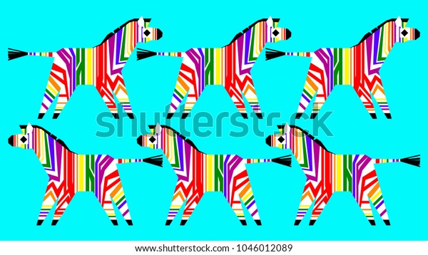 Cute Coloured Zebras Vector Set Stock Vector (Royalty Free) 1046012089 ...