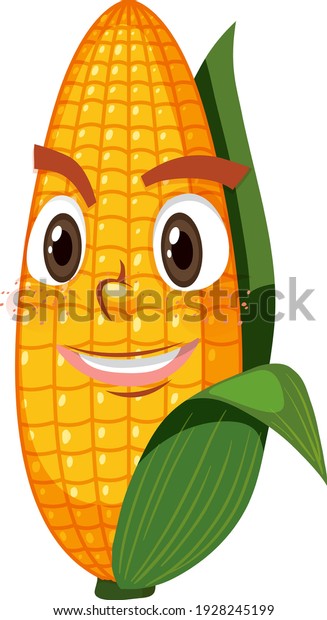 Cute Corn Cartoon Character Face Expression Stock Vector (Royalty Free ...