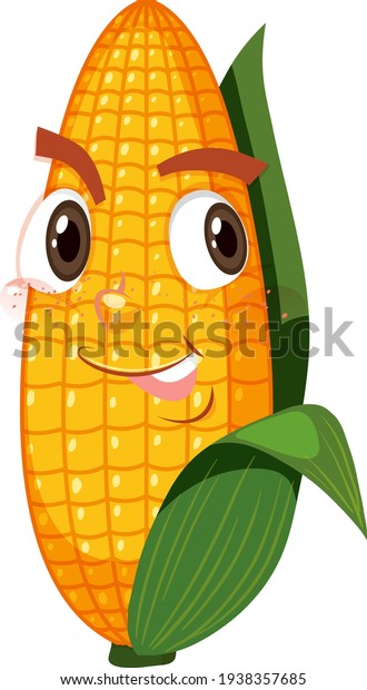 Cute Corn Cartoon Character Face Expression Stock Vector (Royalty Free ...