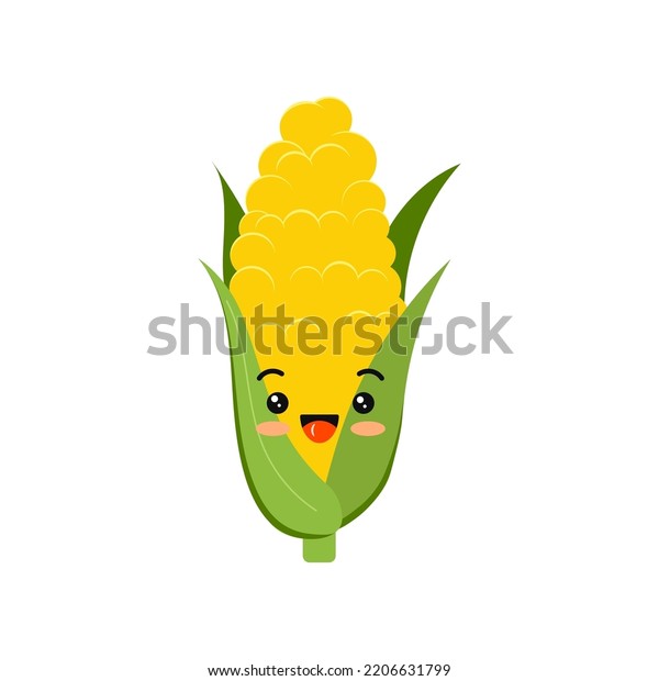 Cute Corn Cob Happy Laughing Cartoon Stock Vector (Royalty Free ...