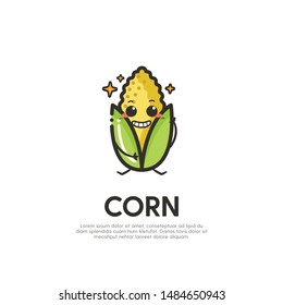 Cute Corn Mascot Icon Logo Design Stock Vector (Royalty Free ...