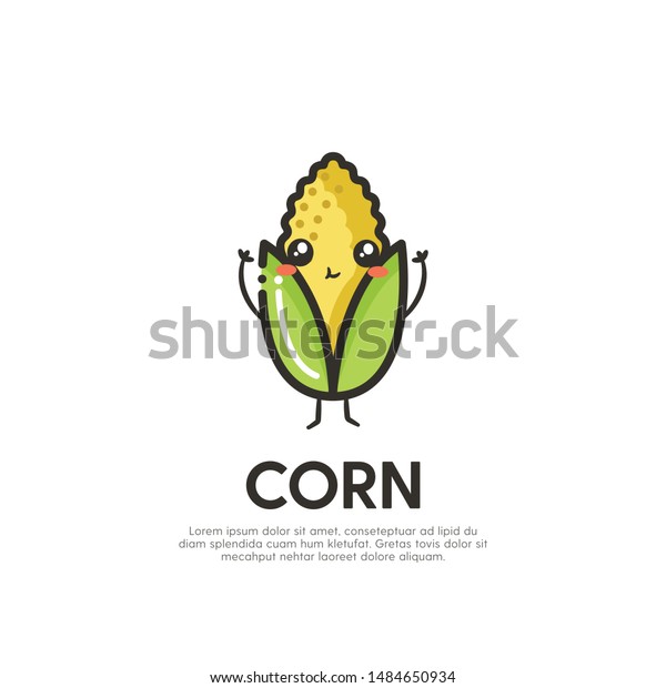 Cute Corn Mascot Icon Logo Design Stock Vector (Royalty Free) 1484650934