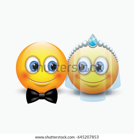 Cute Couple Emoticons Getting Married Emoji Stok Vektör (Telifsiz ...