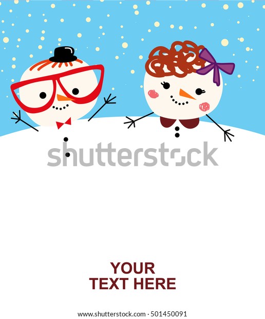 Cute Couple Snowmen Stock Vector (Royalty Free) 501450091