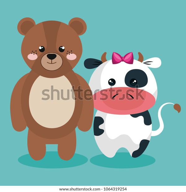 Cute Couple Stuffed Animals Stock Vector (Royalty Free) 1064319254