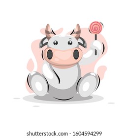 Cute Cow Candy Design Vector Stock Vector (Royalty Free) 1604594299 ...