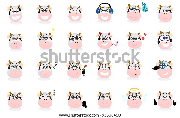 Vector de stock (libre de regalías) sobre Cute Cow Emoticon Vector83506450