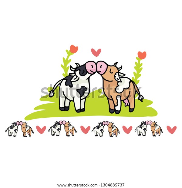 Cute Cow Love Cartoon Vector Illustration: vetor stock (livre de ...