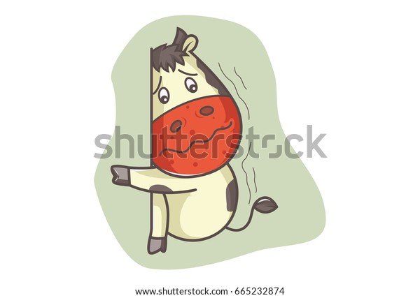 Cute Cow Scared Holding Wall Vector Stock Vector (Royalty Free ...