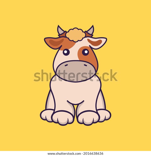 Cute Cow Sitting Vector Illustration Stock Vector (Royalty Free ...