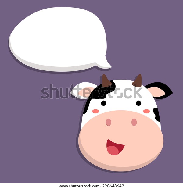 Cute Cow Talking By Speech Bubble Stock Vector (Royalty Free) 290648642 ...