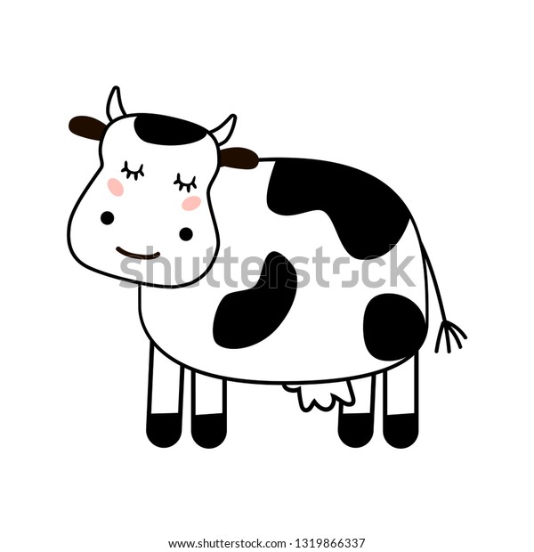 Cute Cow Vector Illustration On White Stock Vector (Royalty Free ...