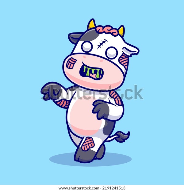Cute Cow Zombie Cartoon Vector Icon Stock Vector (Royalty Free ...
