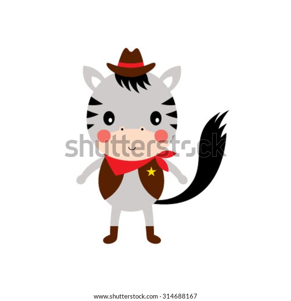 Cute Cowboy Zebra Cartoon Stock Vector (Royalty Free) 314688167 ...