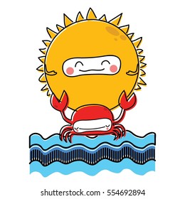Cute Crab Holding Summer Vector Art Stock Vector (Royalty Free ...