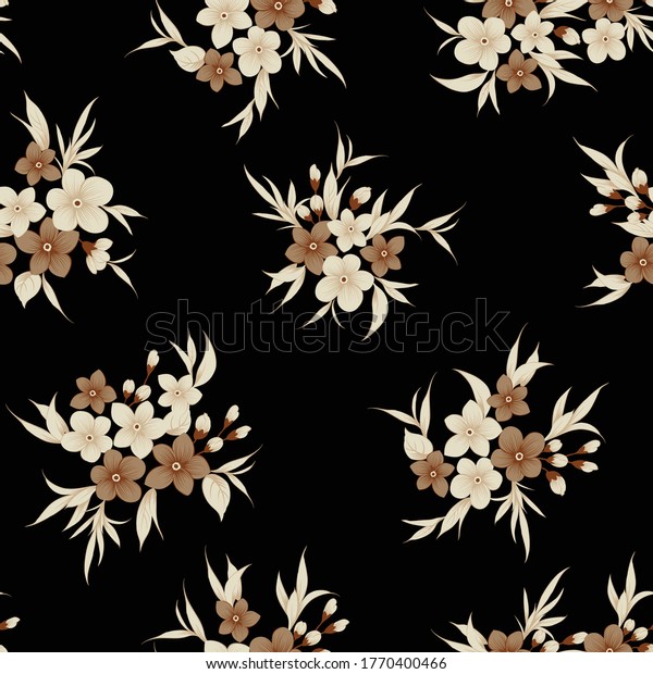 Cute Cream Small Vector Flowers Leaves Stock Vector (Royalty Free ...